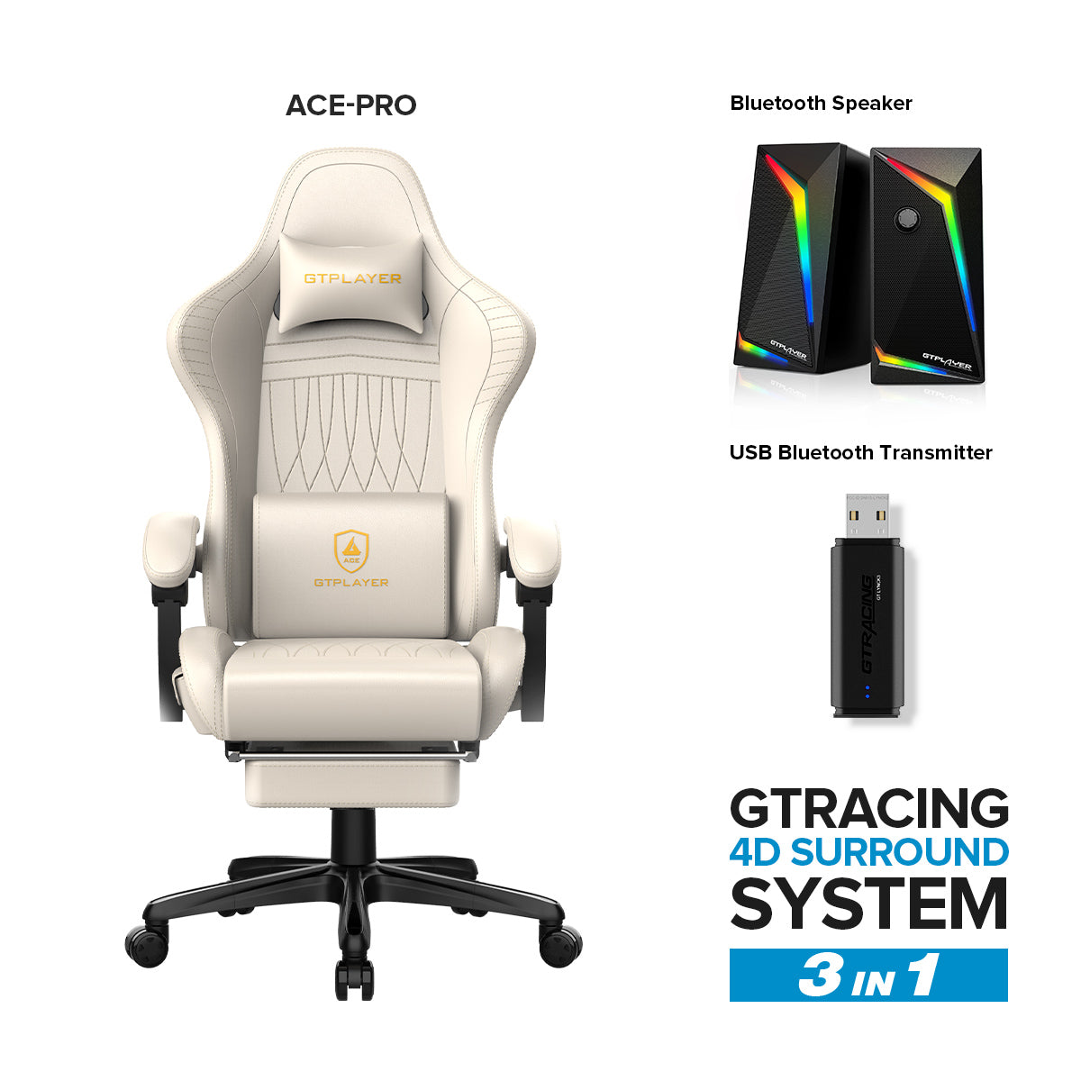 GTRACING 2025 Ace-Pro Gaming Chair with Bluetooth speakers and USB ...